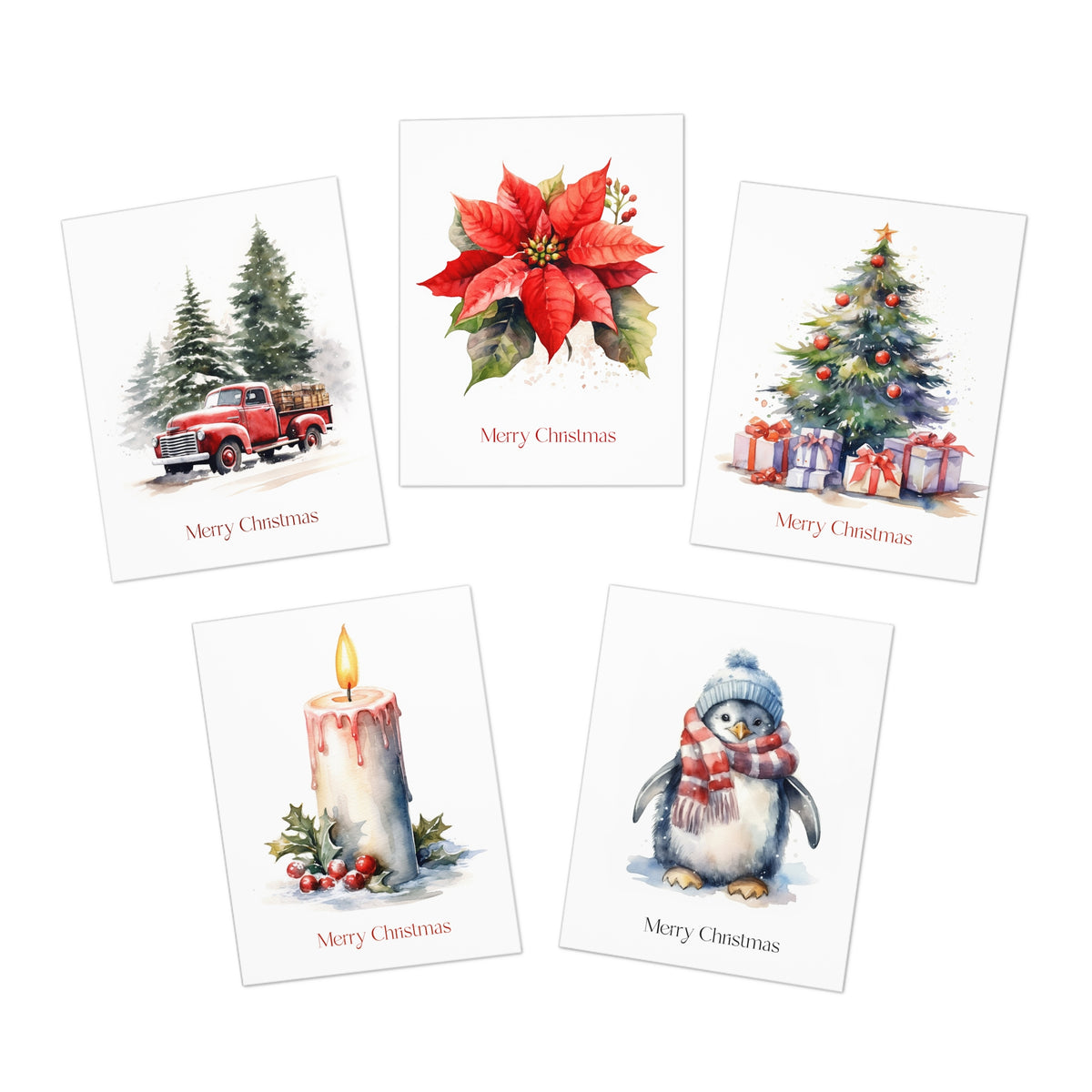 Vintage Watercolor Christmas Cards Multi-Design (5-Pack) – Studio In ...